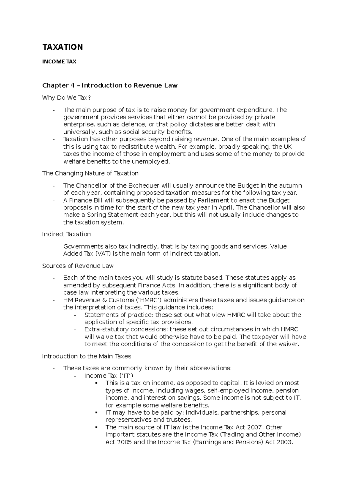 Taxation - Workshop 1 - TAXATION INCOME TAX Chapter 4 – Introduction to ...