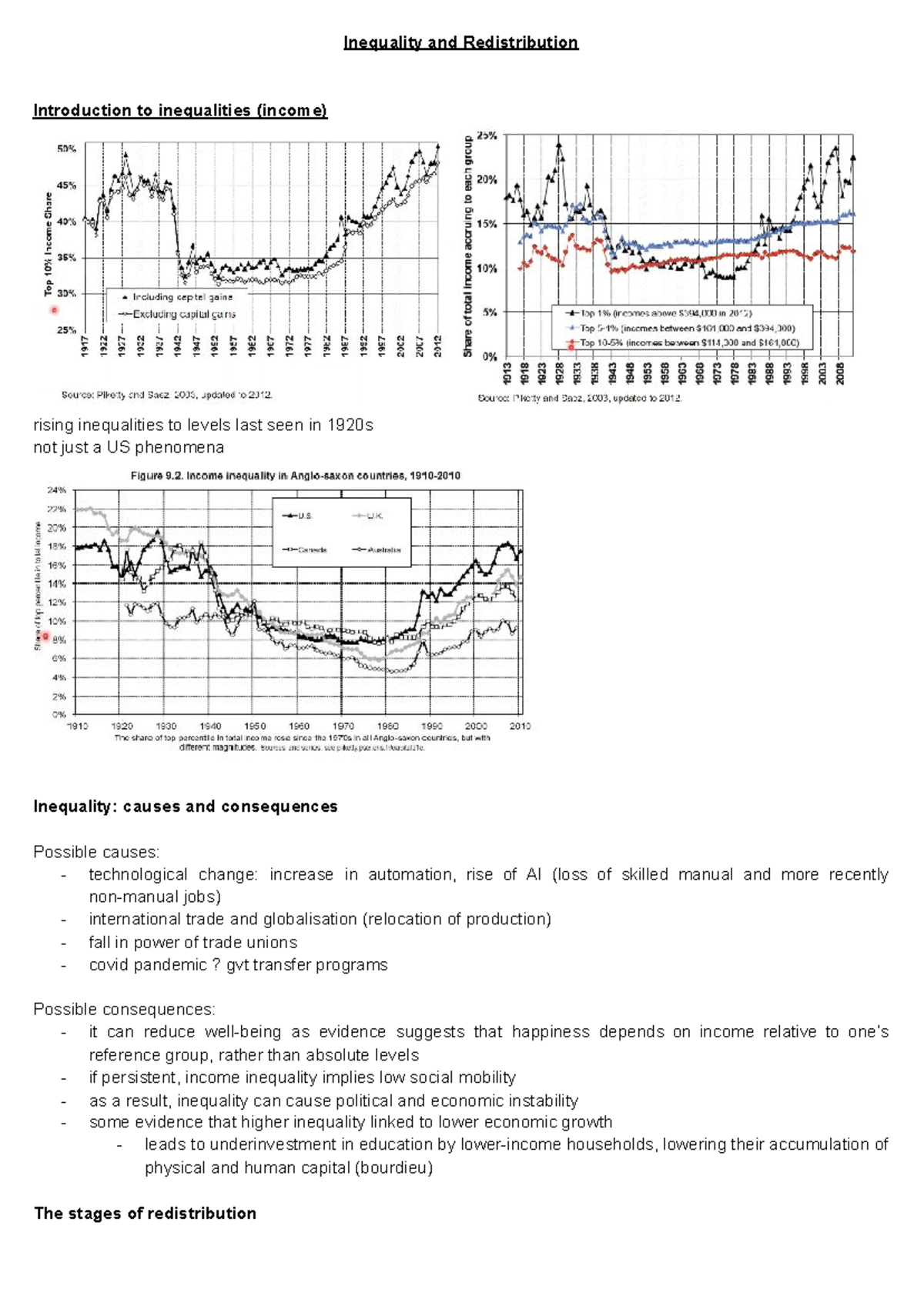 Lecture 3 - Inequality and Redistribution - Inequality and ...