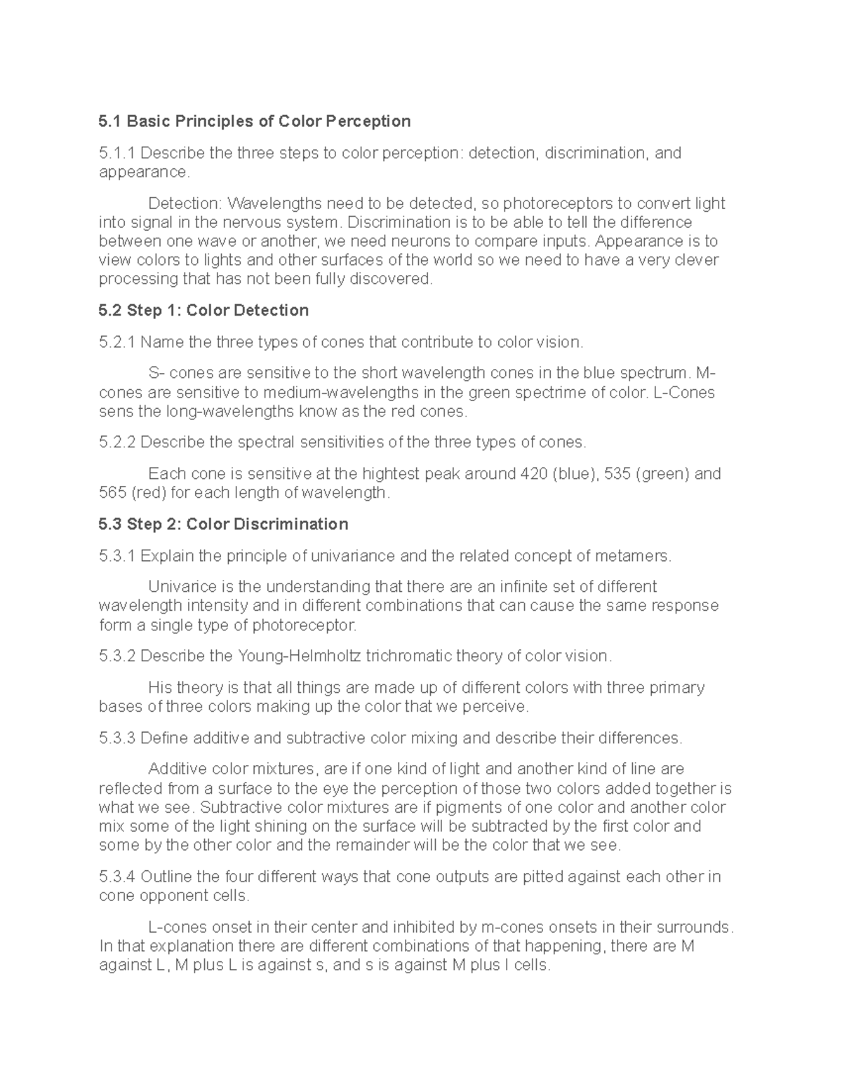LO5.1-5.3 Textbook - 5 Basic Principles of Color Perception 5.1 ...