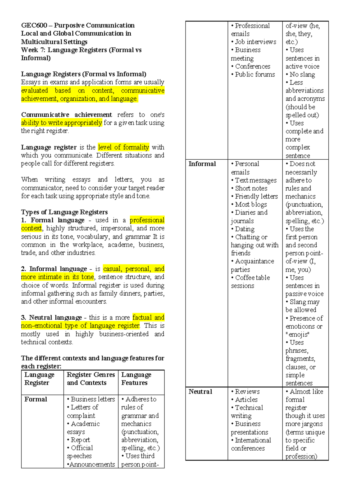 Midterm Purposive Comm - GEC600 – Purposive Communication Local and ...