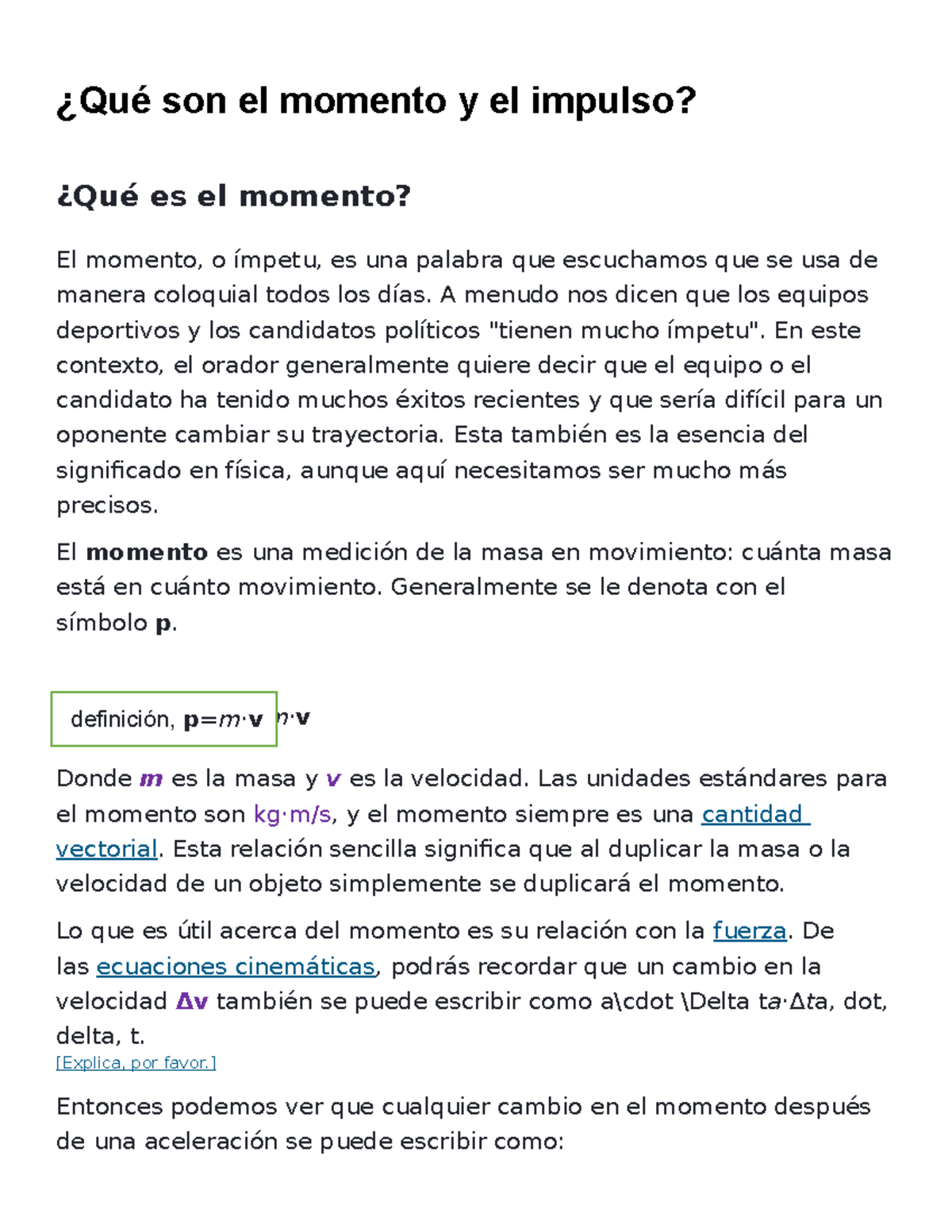 Qué son el momento y el - Fisica - ¿Qué son el momento y el impulso ...