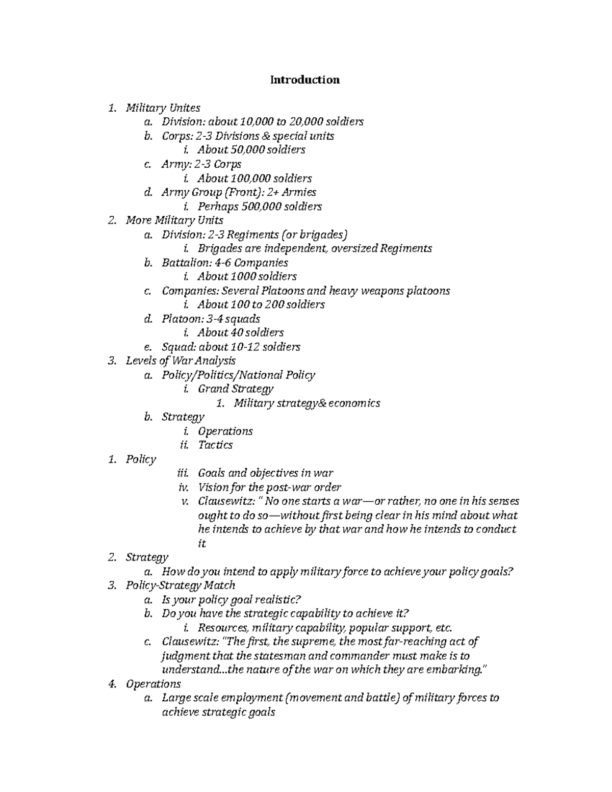 Introduction-WWII - Introduction notes - Introduction Military Unites a ...