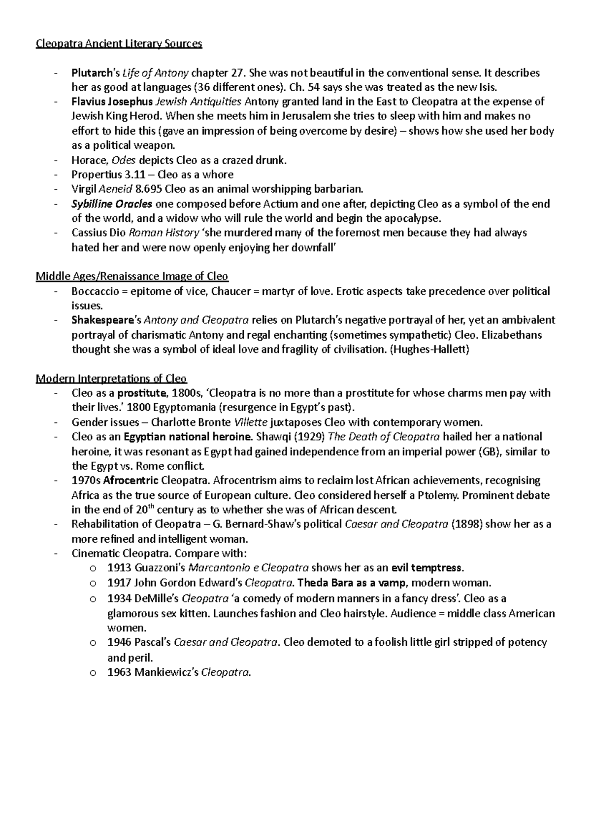 Cleopatra Ancient Literary Sources - Cleopatra Ancient Literary Sources ...