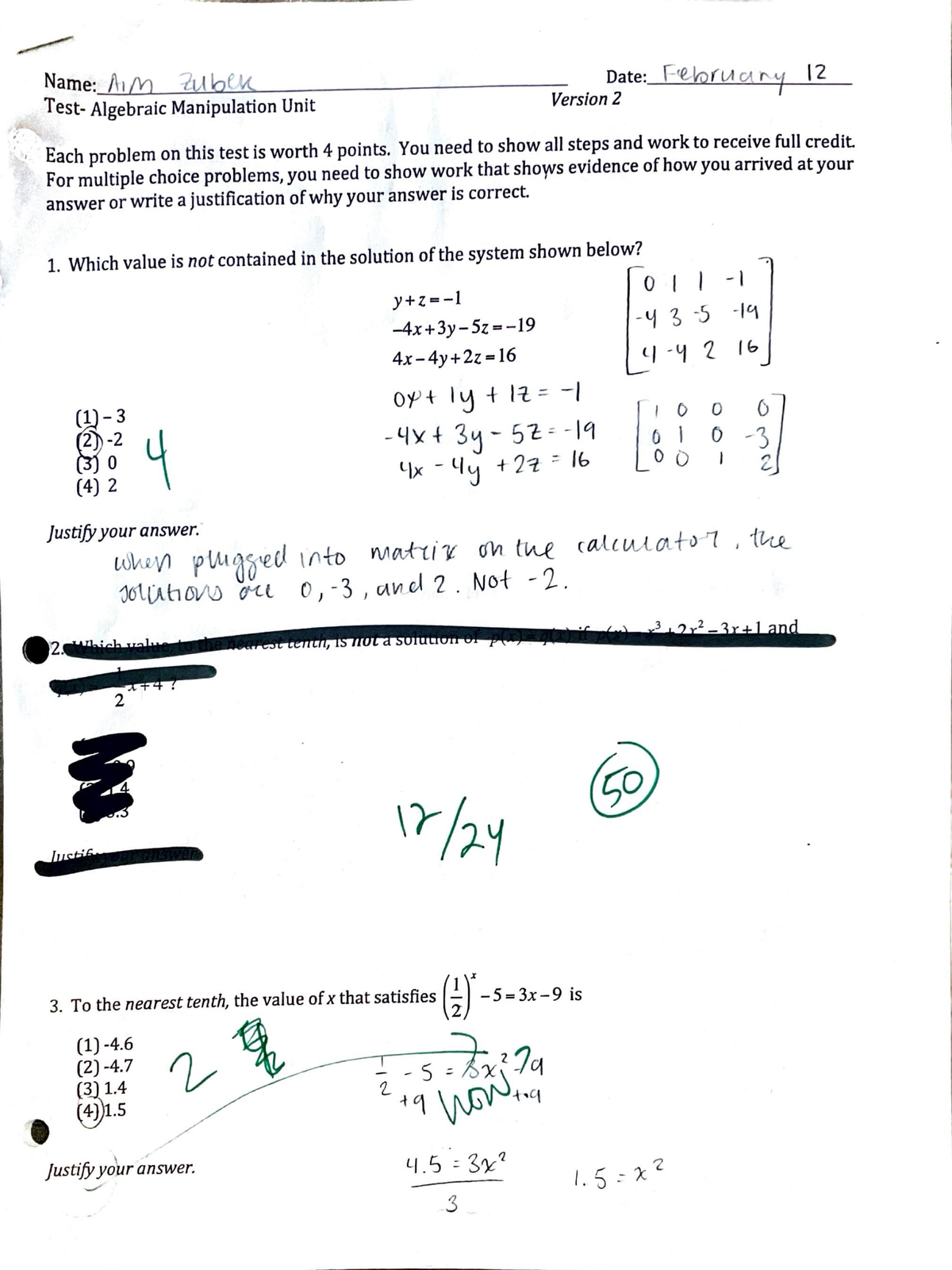 IMG 7616 - algebraic manipulation - Name: AIM Zubek Date: February 12 ...