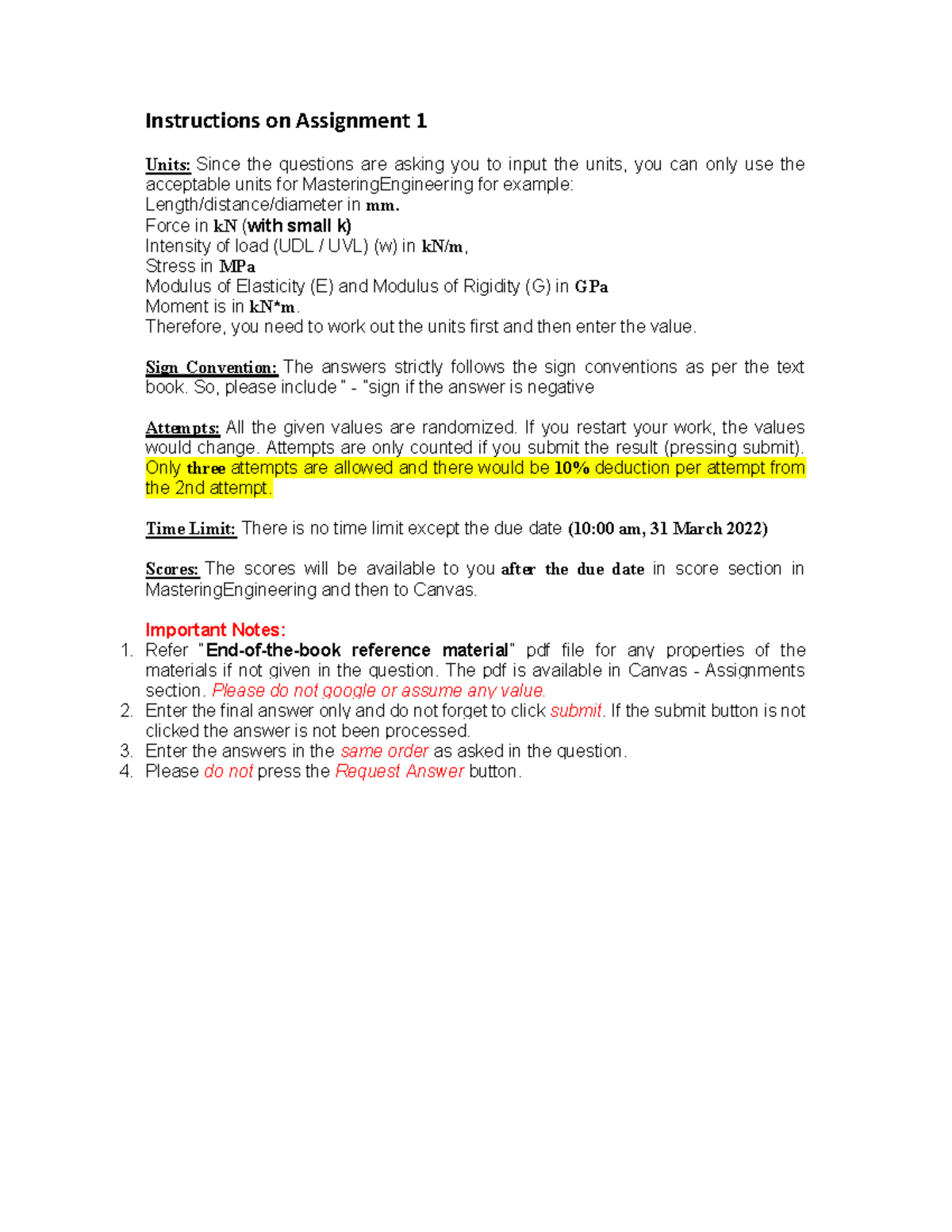 Instructions on Assignment 1-4 - Instructions on Assignment 1 Units ...