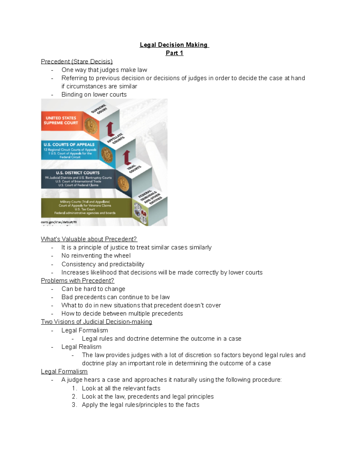 10 11 -10 13 Intro to Legal Studies Notes - Legal Decision Making Part ...