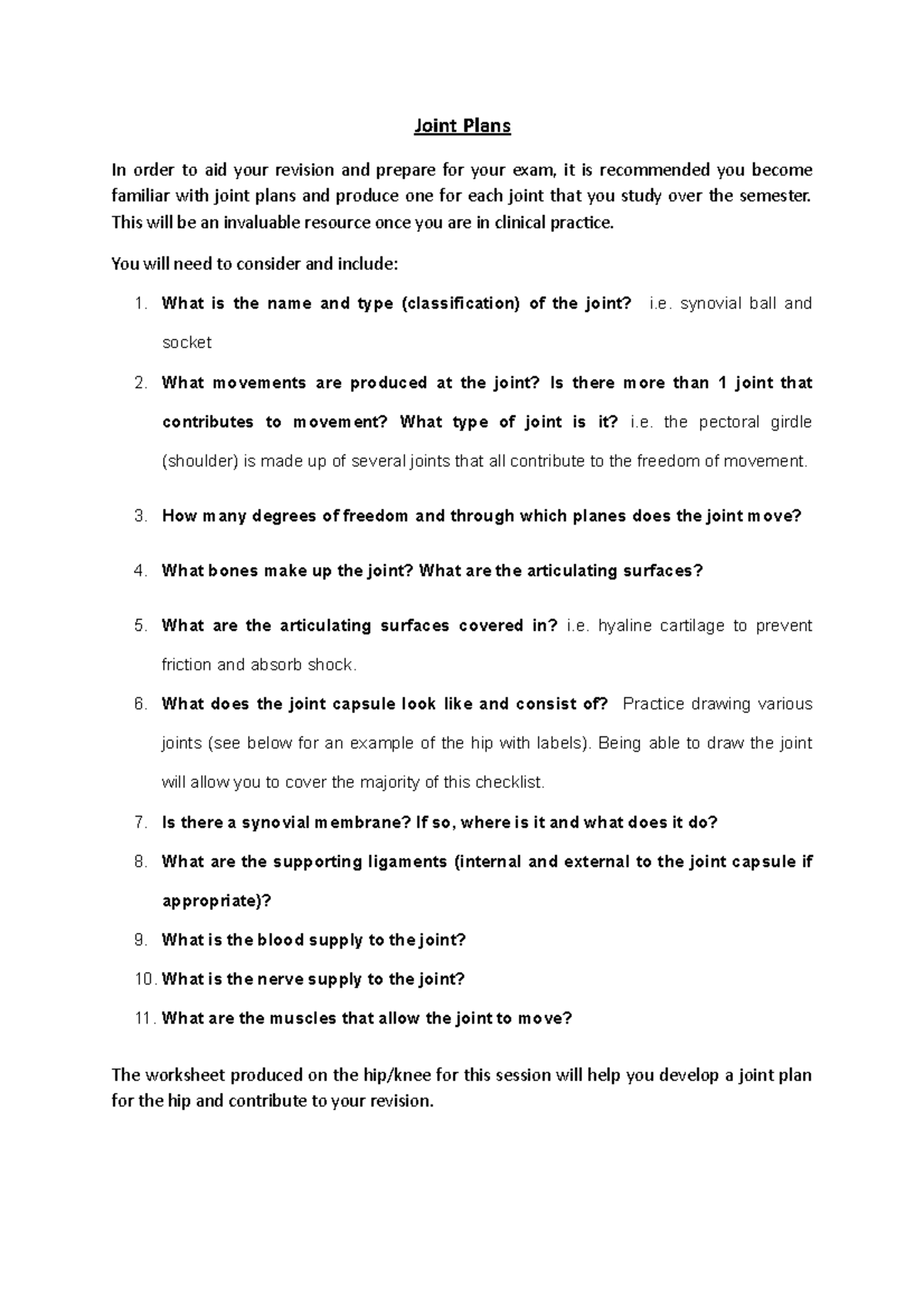 Session 3 Joint Plans Checklist(1) - Joint Plans In order to aid your ...