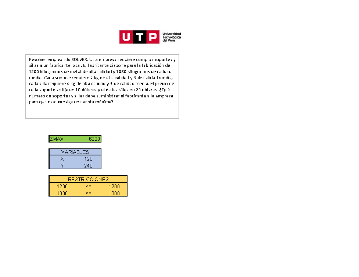 Semana 15 - Excel - Optimización utilizando Excel con herramienta Solver - ZMAX 6000 X 120 Y 240 ...