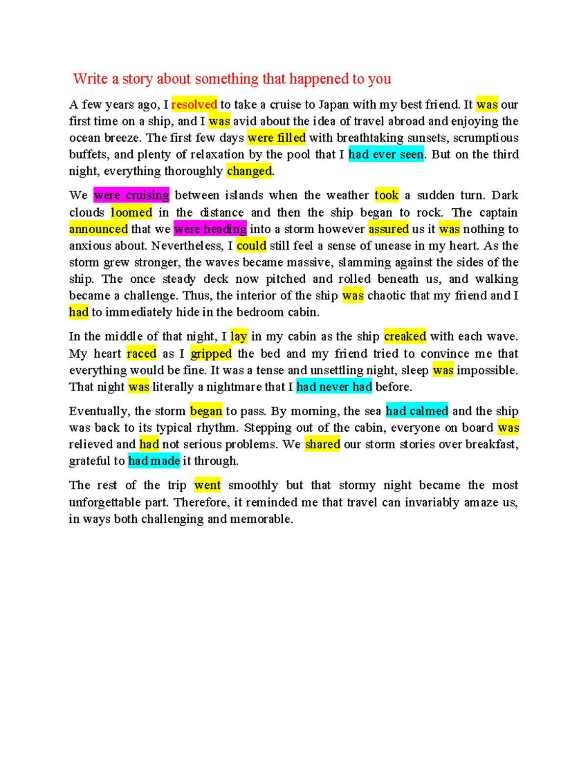 Writing - 1223 - Write a story about something that happened to you A ...