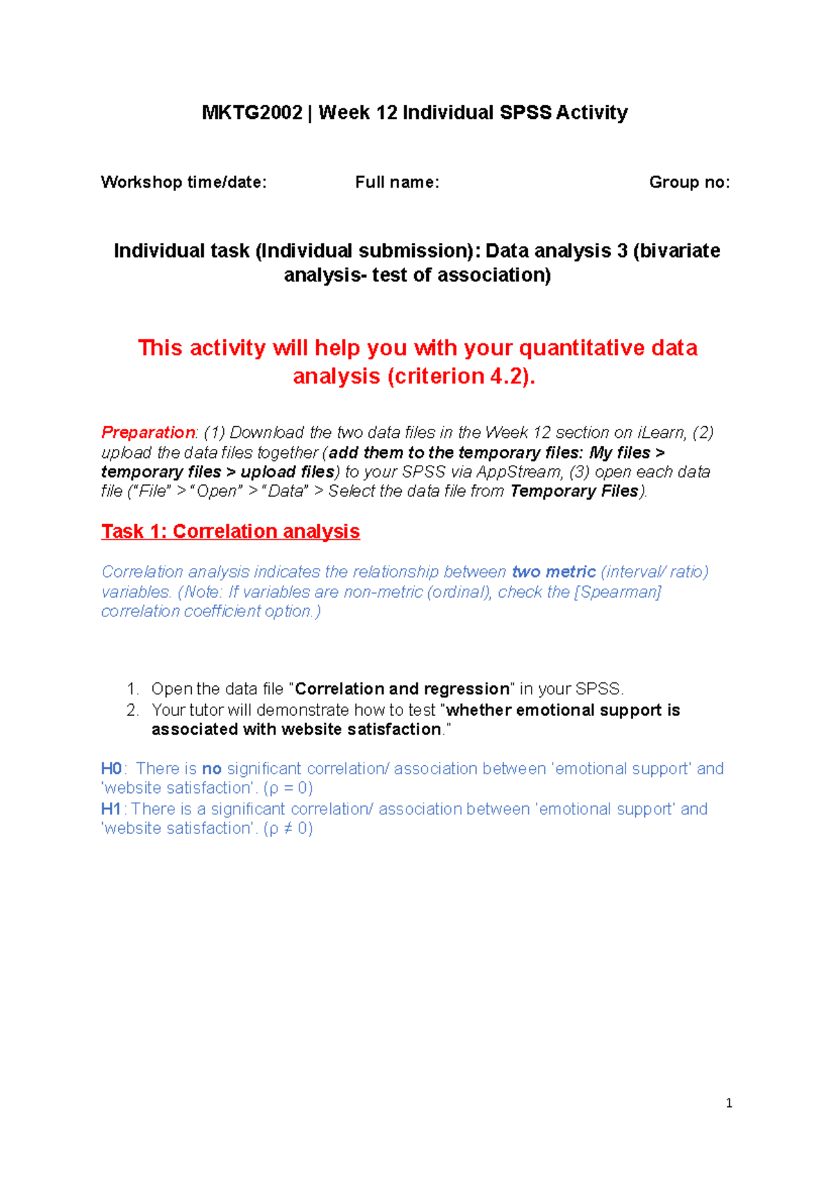 MKTG2002-Week 12 SPSS individual activity Bivariate test of association ...