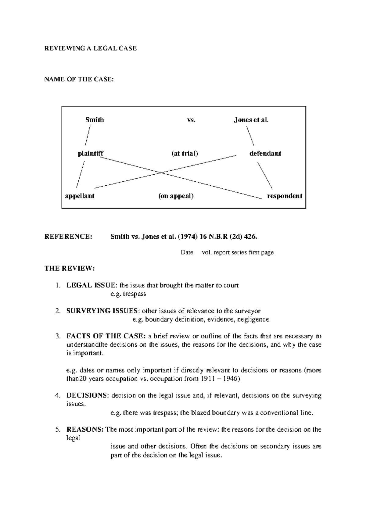 How to Review a Legal Case - REVIEWING A LEGAL CASE NAME OF THE CASE ...