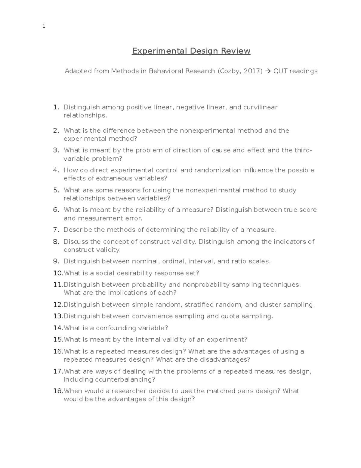 Textbook Questions Experimental Design - Experimental Design Review ...