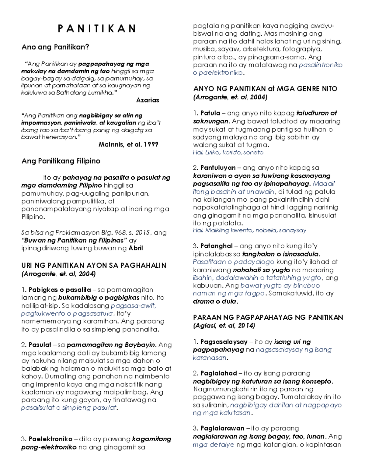 Panitikan-Prelims - panitikan reviewer - P A N I T I K A N Ano ang ...