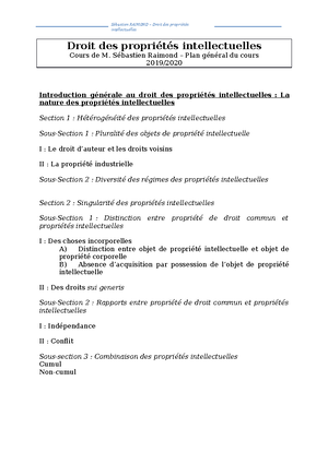 [Solved] Droit de proprits intellectuel Raimond Sbastien - Droit de la ...