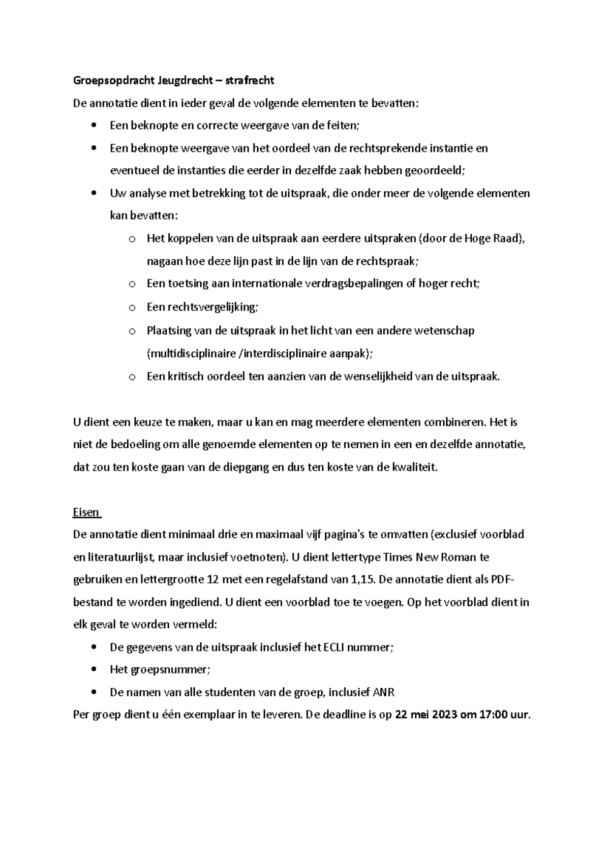 Groepsopdracht jeugdrecht - U dient een keuze te maken, maar u kan en ...