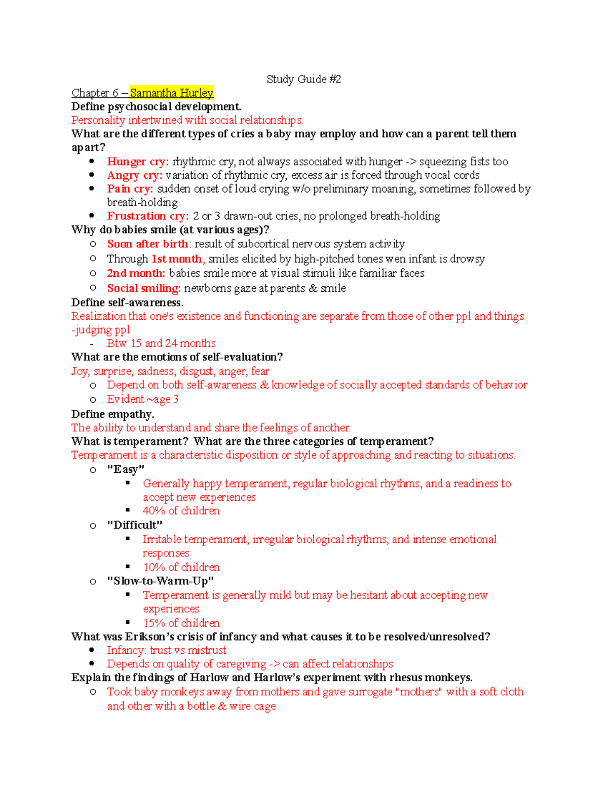 Study Guide 2 Ch 6 - Study Guide # Chapter 6 – Samantha Hurley Define ...