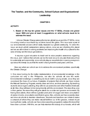 The Teacher, and the Community, School Culture and Organizational ...