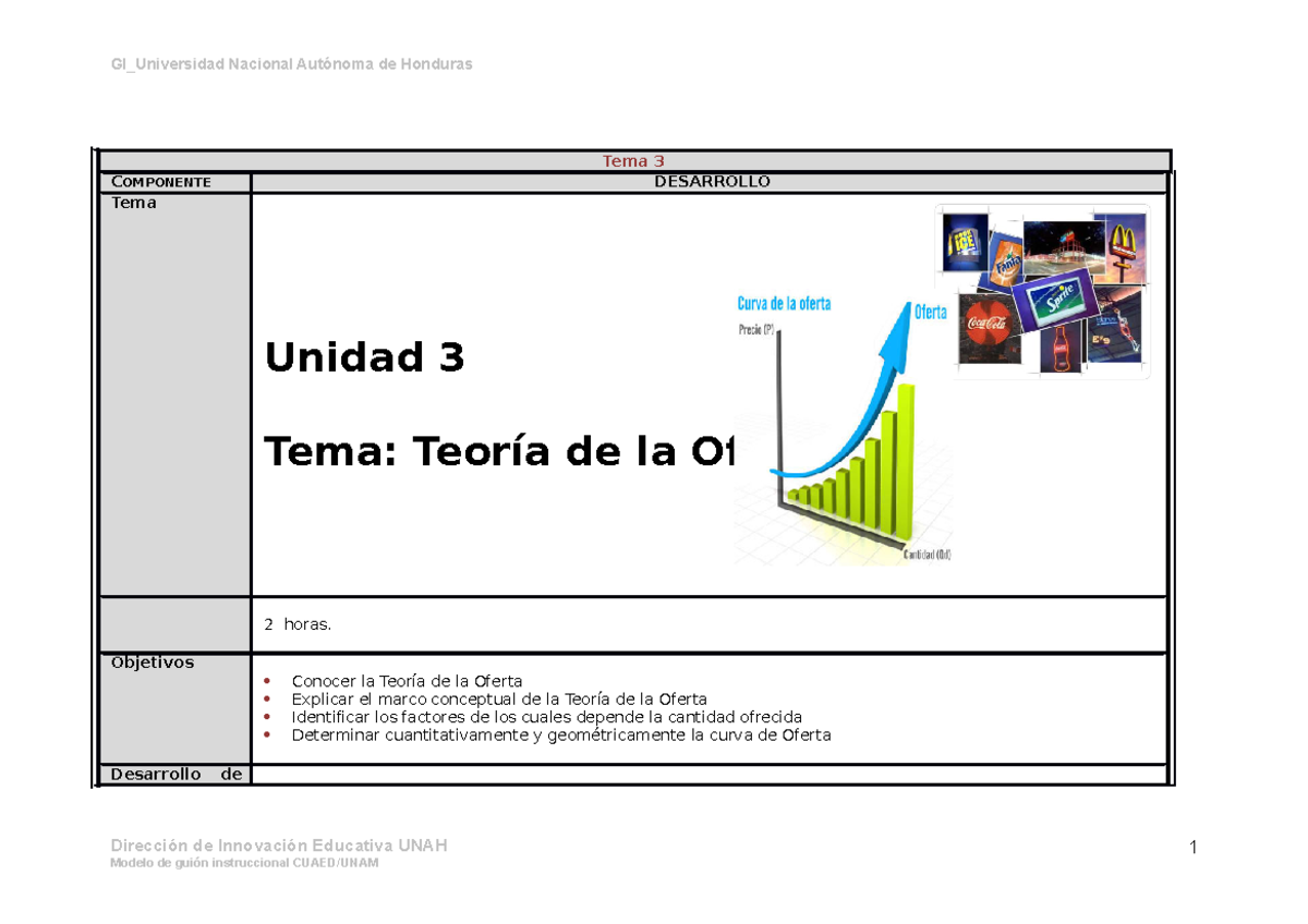 U3 T3 Teoria Oferta - FFFFFF - Tema 3 COMPONENTE DESARROLLO Tema Unidad 3 Tema: Teoría de la ...