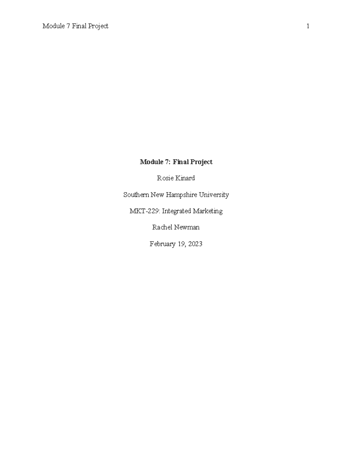 Module 7 Final Project - Module 7: Final Project Rosie Kinard Southern New Hampshire University ...