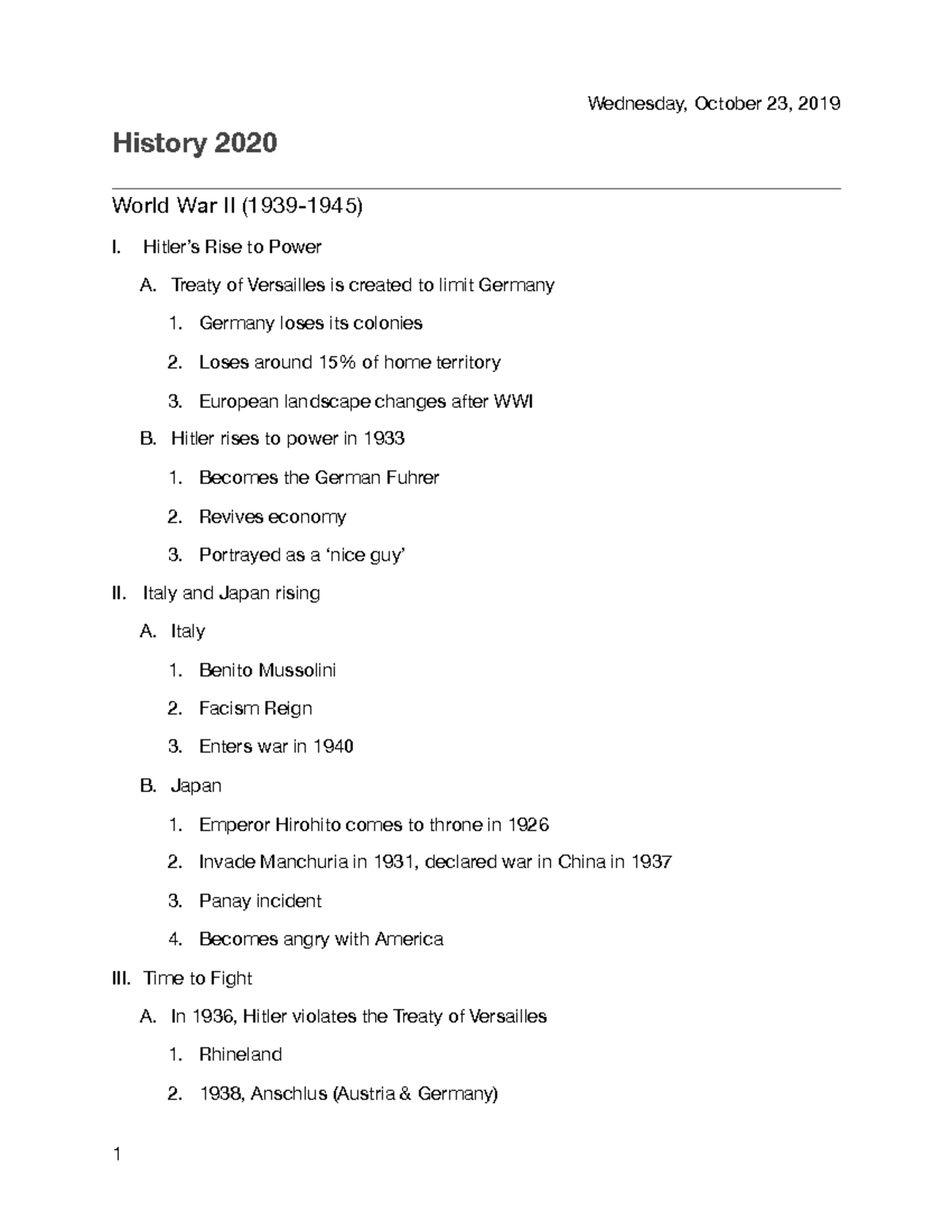 History 2020 - World War II (1939-1945) - Hitler’s Rise to Power A ...