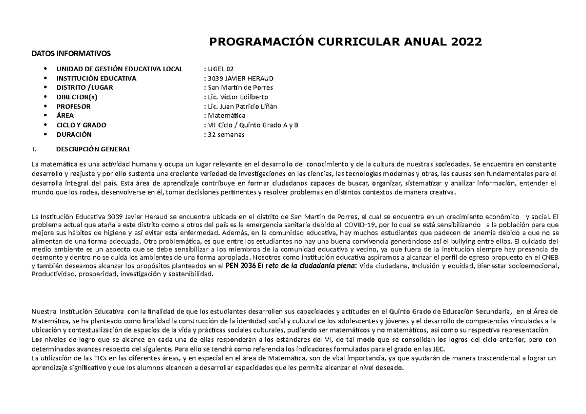 Programación Curricular Anual IE.3039 Javier Heraud OK - PROGRAMACIÓN ...