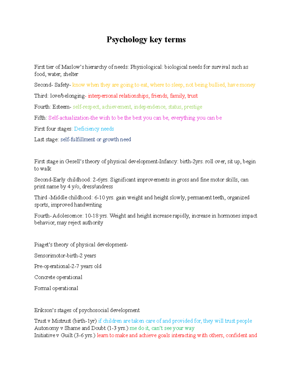 Psychology key terms - vocab words - Psychology key terms First tier of ...