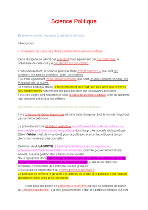 Sciences politiques - Cours de Science Politique de L1 droit - Sciences ...
