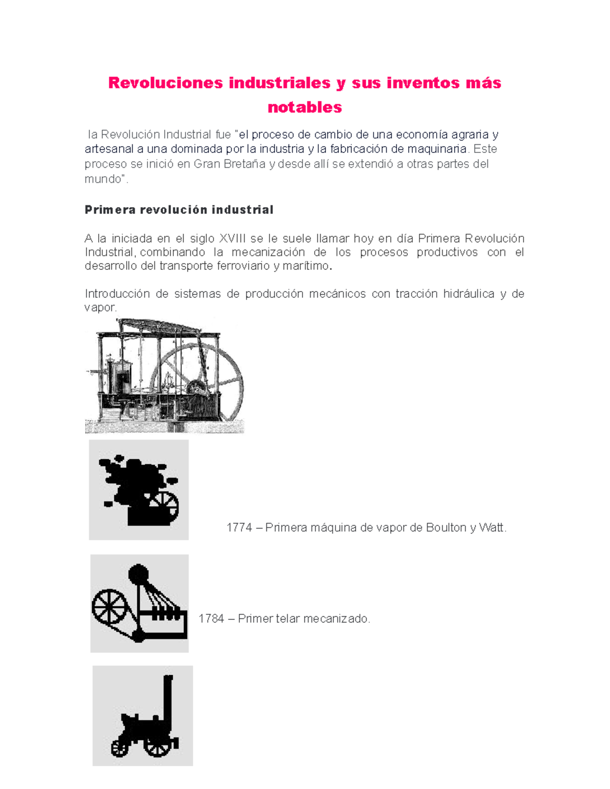 Revoluciones industriales y sus inventos más notables - Revoluciones ...