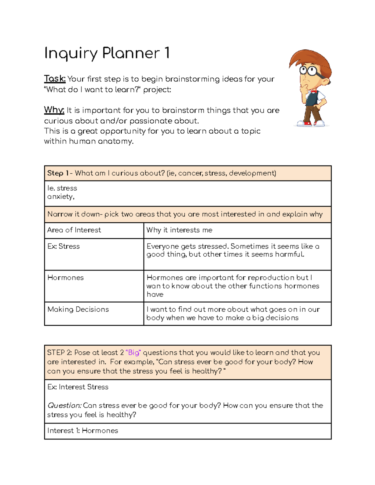 Bio 12 Inquiry Planner 1 - Google Docs - Inquiry Planner 1 Task: Your ...