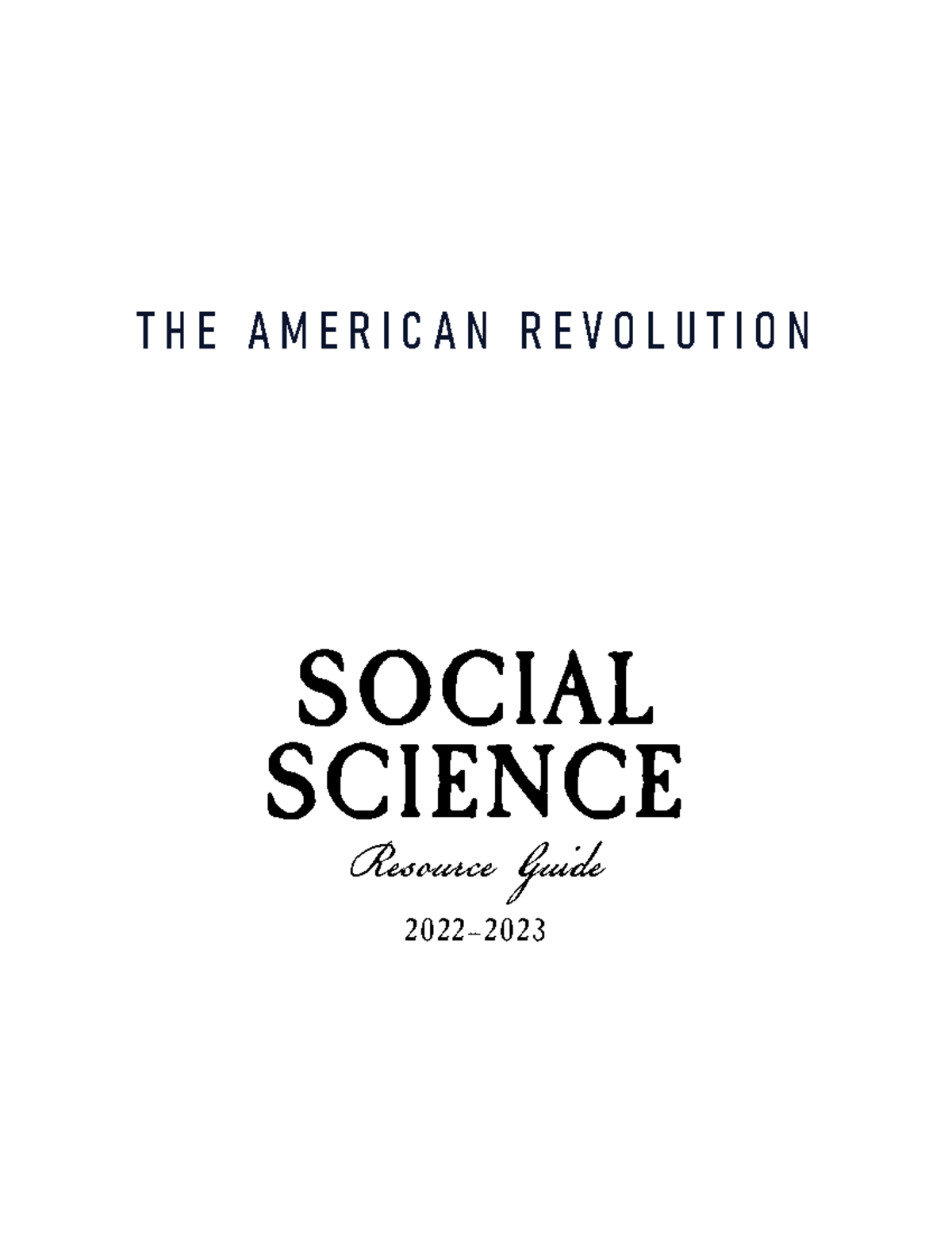 Social Science Resource Guide - SOCIAL SCIENCE Resource Guide 2022– T H ...