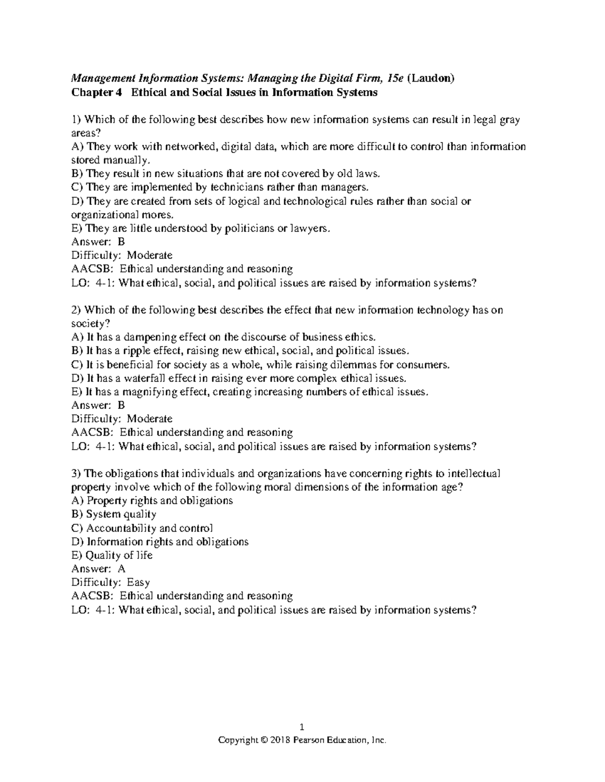 Chapter-4 - practice questions - 1 Management Information Systems: Managing the Digital F irm ...