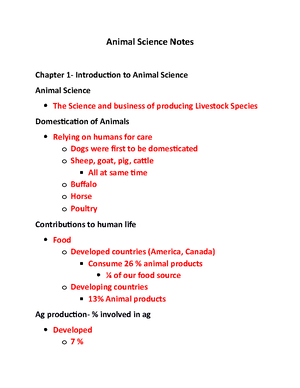 Chapter 2 and 3 animal science notes - Animal Science Chapter 2 ...