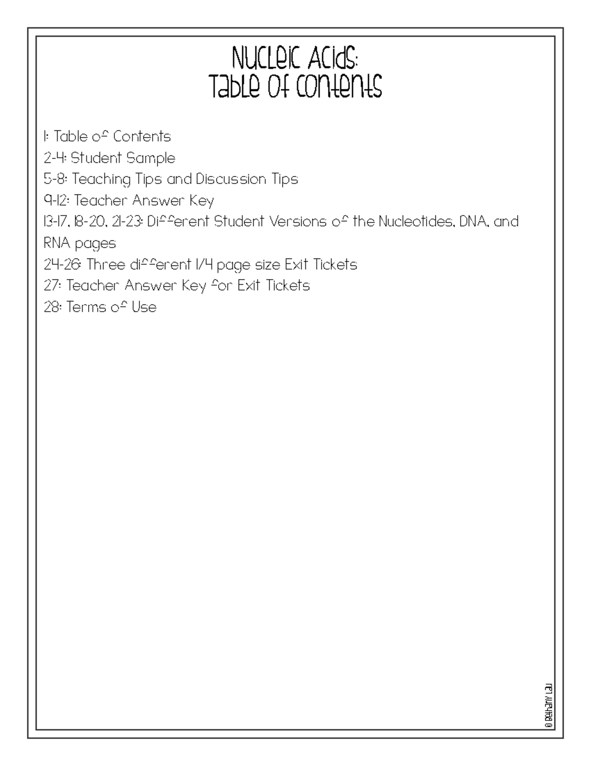 Nucleic Acids Biology Doodle Diagrams - Nucleic Acids: Table of ...