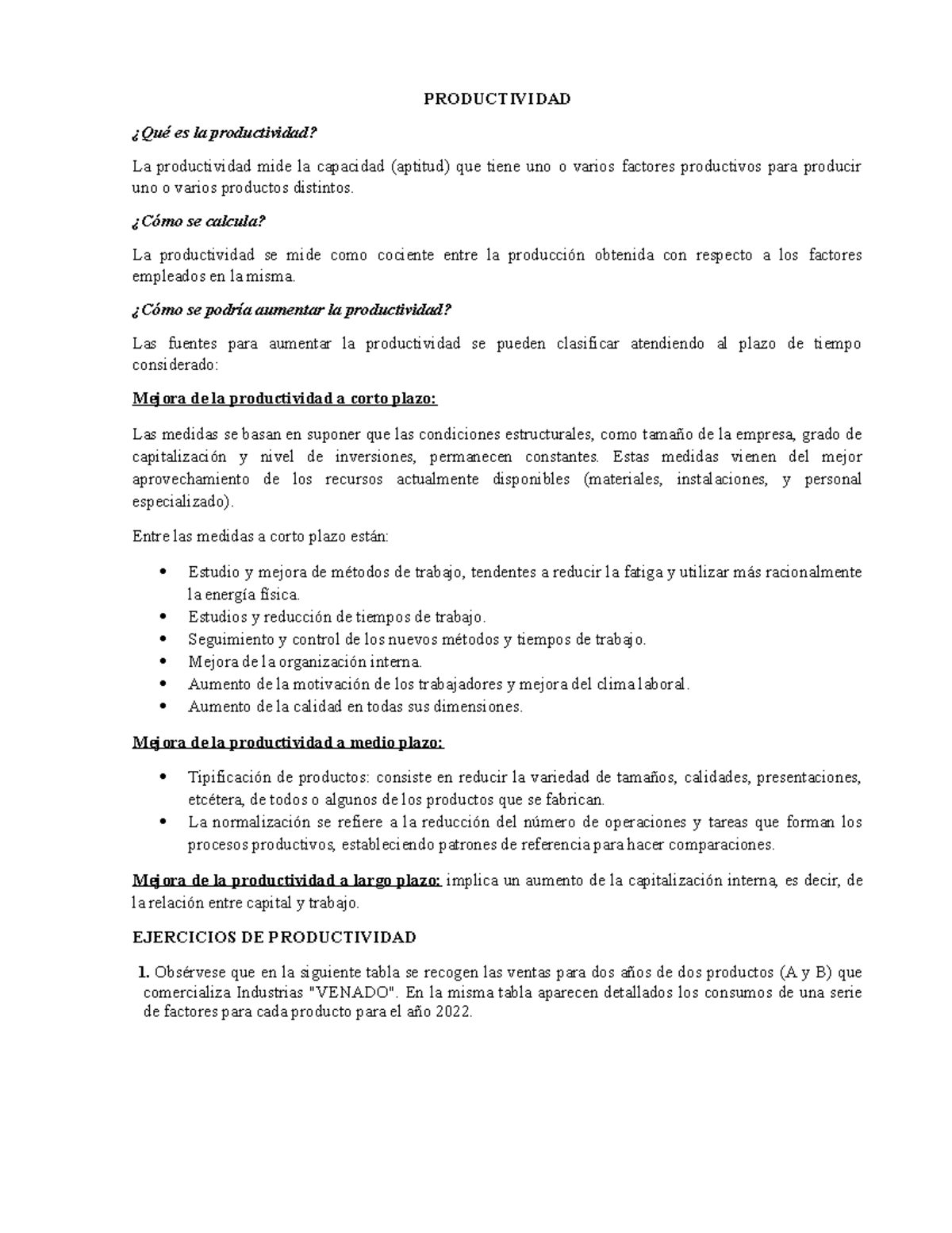 Ejemplos Productividad - PRODUCTIVIDAD ¿Qué es la productividad? La productividad mide la ...
