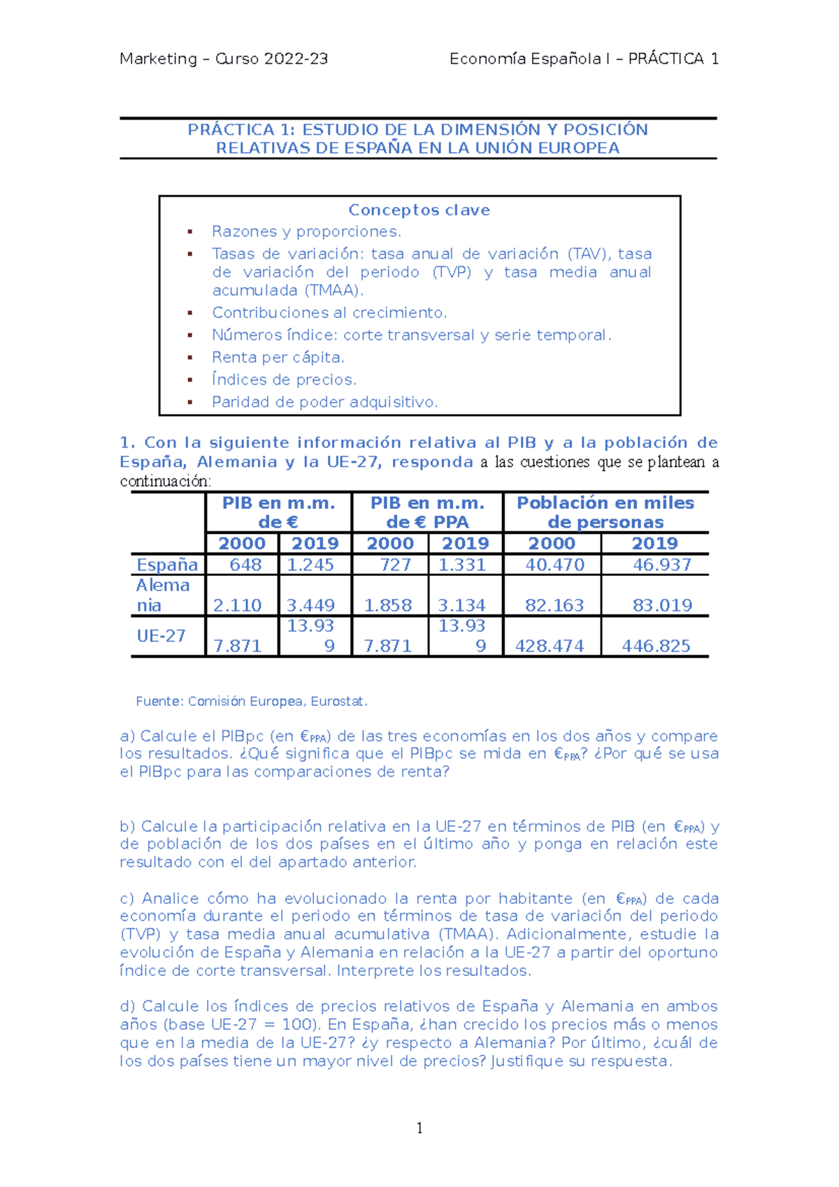 Ec Esp 22 23 Practica 1 - PRÁCTICA 1: ESTUDIO DE LA DIMENSIÓN Y ...