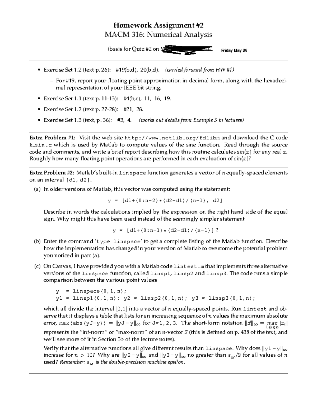Hw2 - practice problems do em - MACM 316 - SFU - Studocu