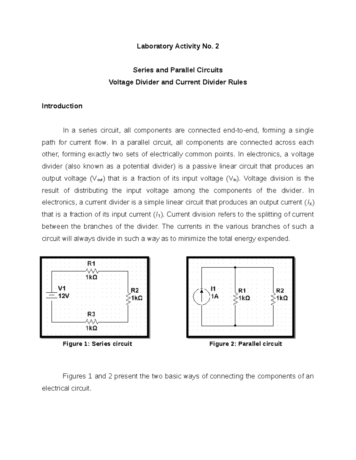 Series And Parallel Circuits Voltage Divider And Current Divider Rules