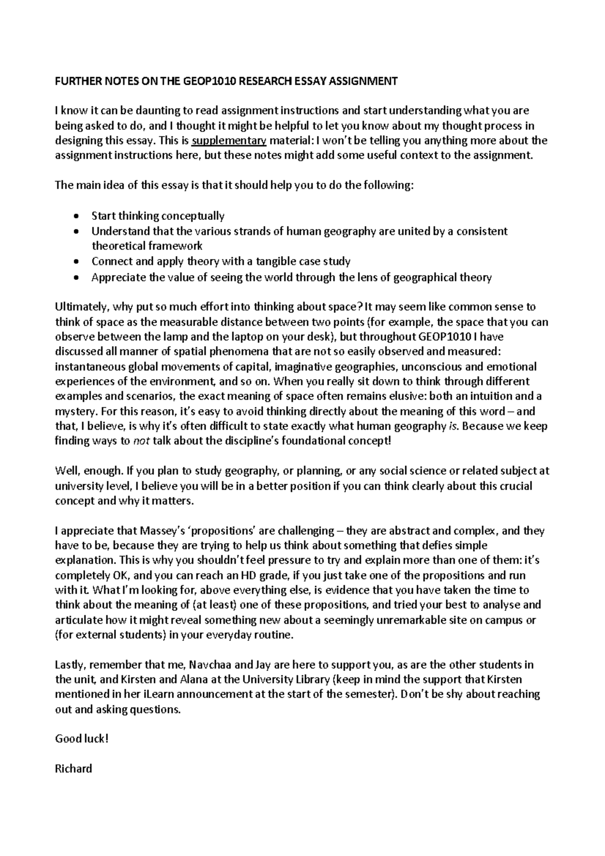GEOP1010 essay companion document - FURTHER NOTES ON THE GEOP1010 ...