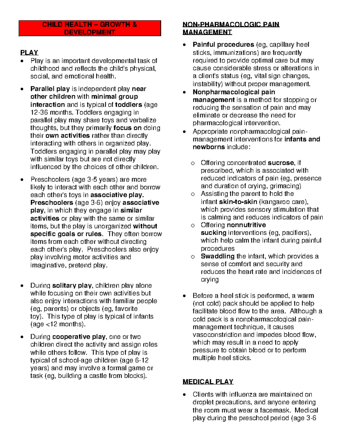 Child-health-g d - Notes - CHILD HEALTH – GROWTH & DEVELOPMENT PLAY ...