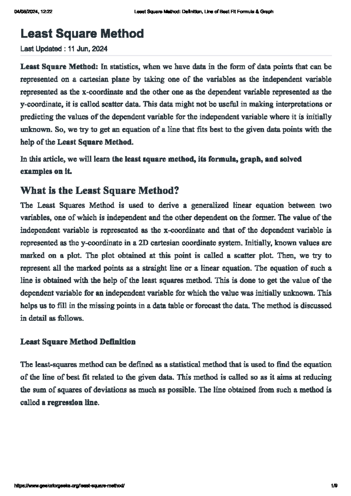 Least Square-1 - As per - 12:22 Least Square Method: Definition, Line of Best Fit Formula Graph ...