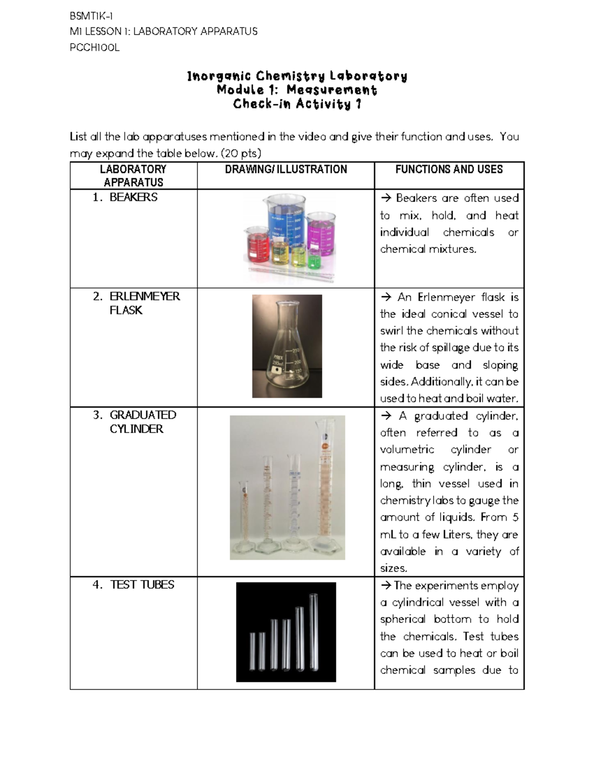 PCCH100 L - Module 1 Measurement - BSMT1K- M1 LESSON 1: LABORATORY ...