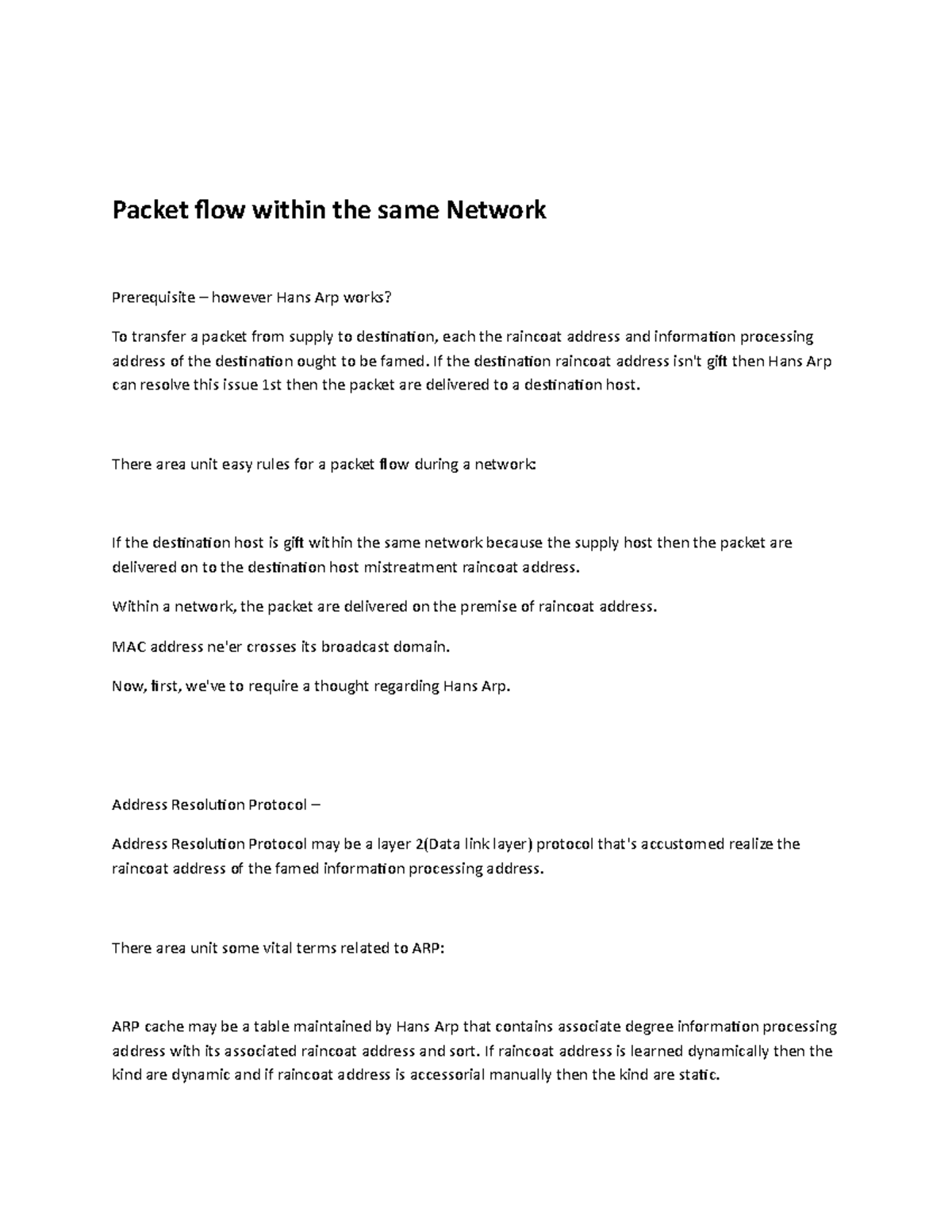Packet Flow Within The Same Network Packet Flow Within The Same Network Prerequisite However