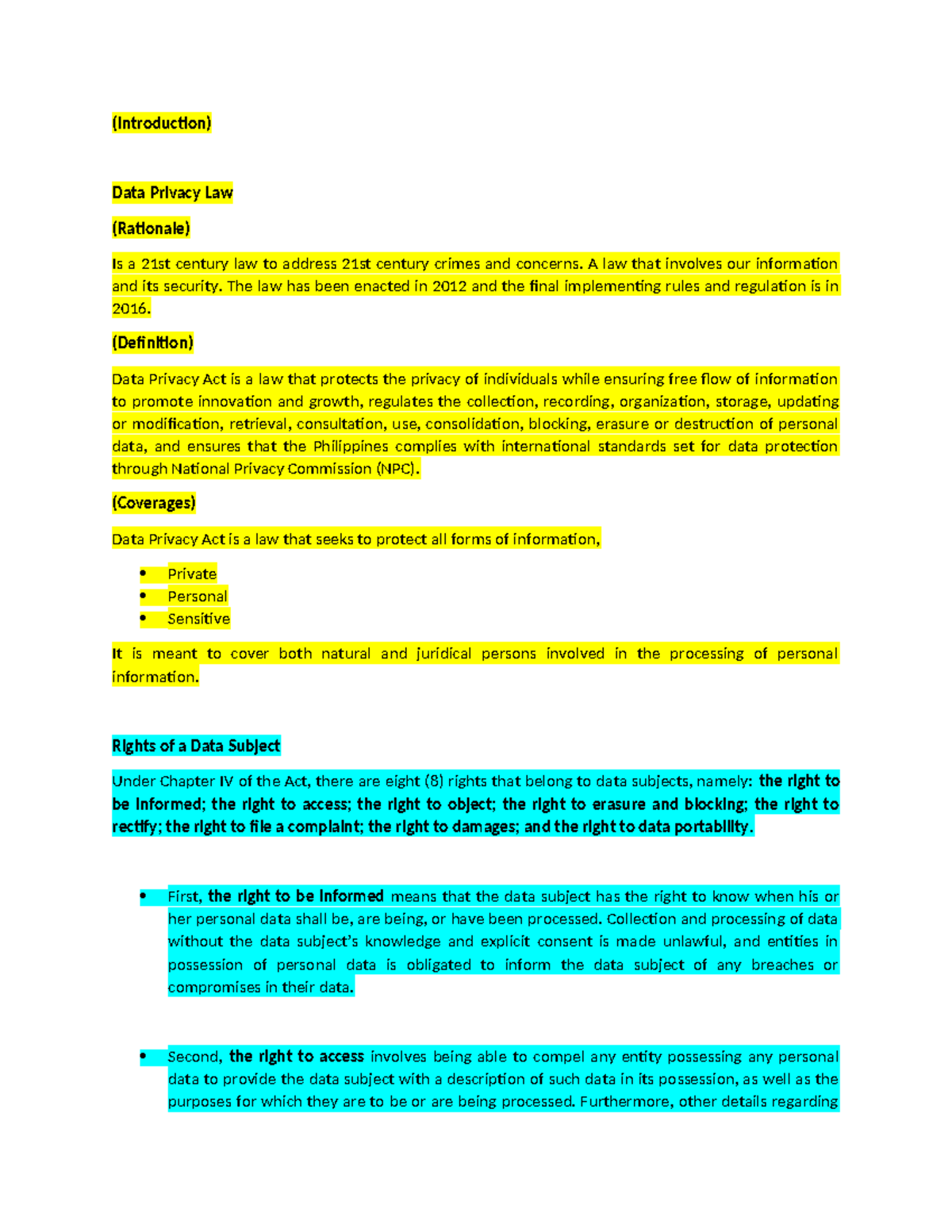 Data-Privacy-Law Updated - (Introduction) Data Privacy Law (Rationale ...
