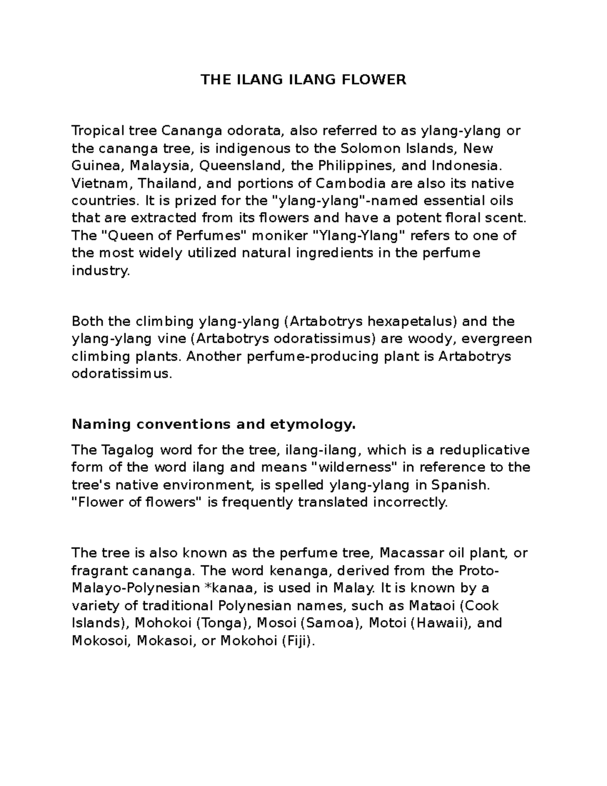 Ilang Ilang Flower - philippine literature - THE ILANG ILANG FLOWER ...