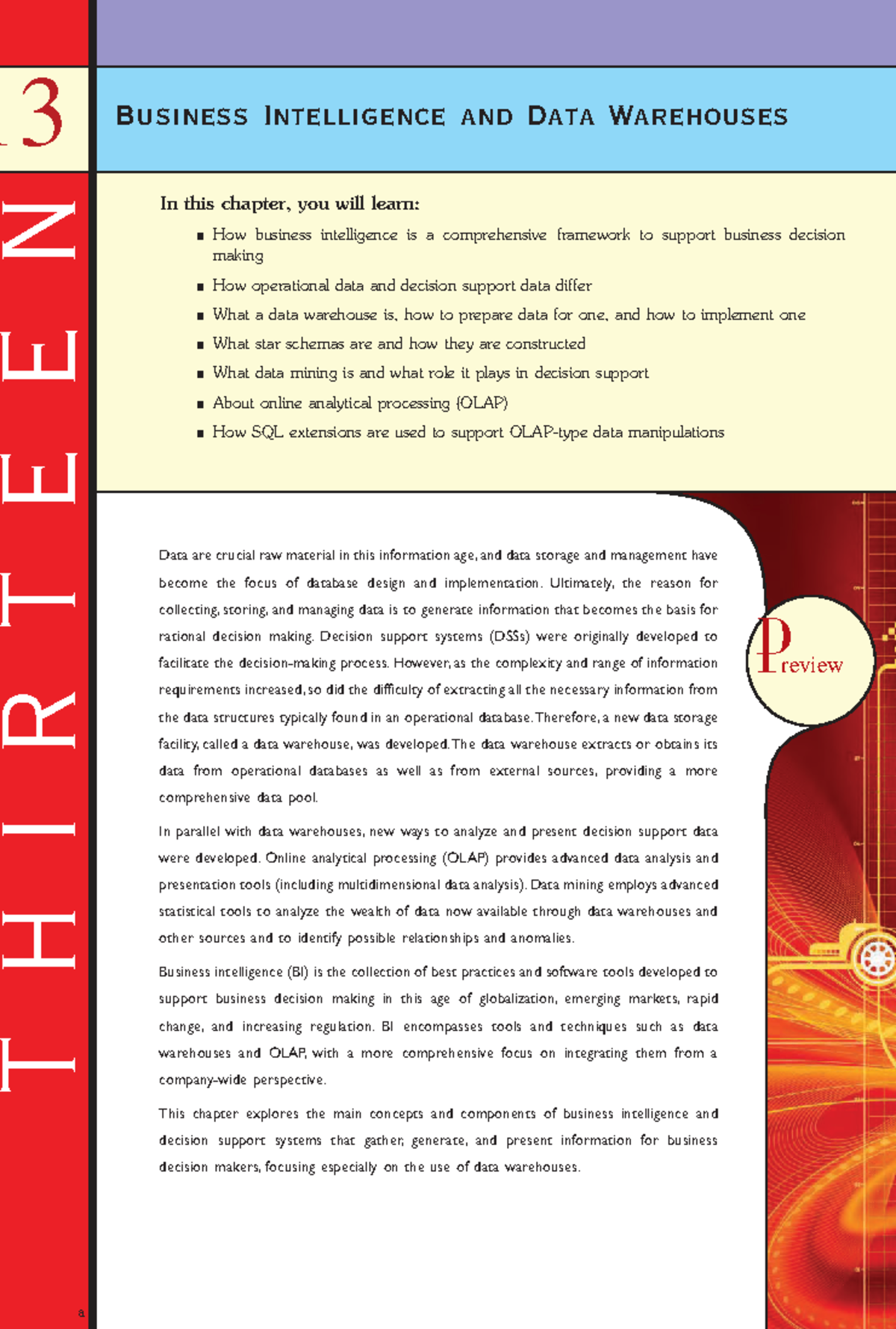 Chapter 13 Business Intelligence and Data Warehouses - 13 T H I R T E E ...