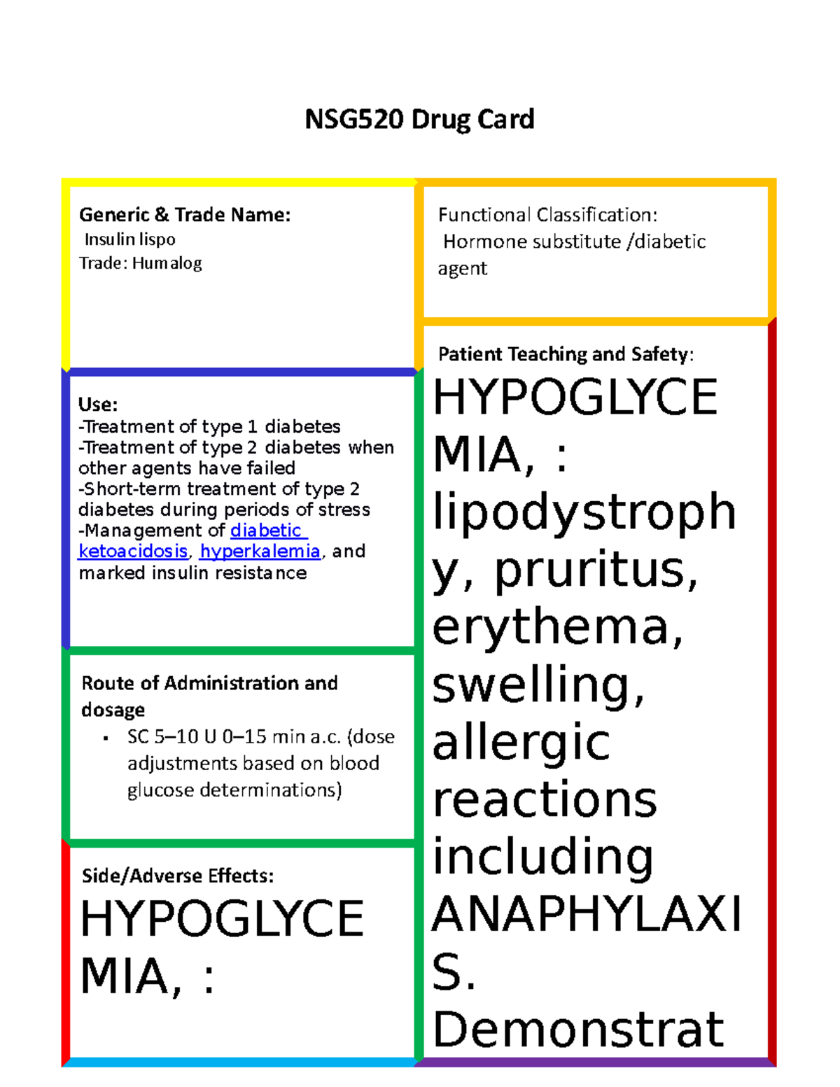 Week 13 Drug Cards - drug card - NSG520 Drug Card Generic & Trade Name ...