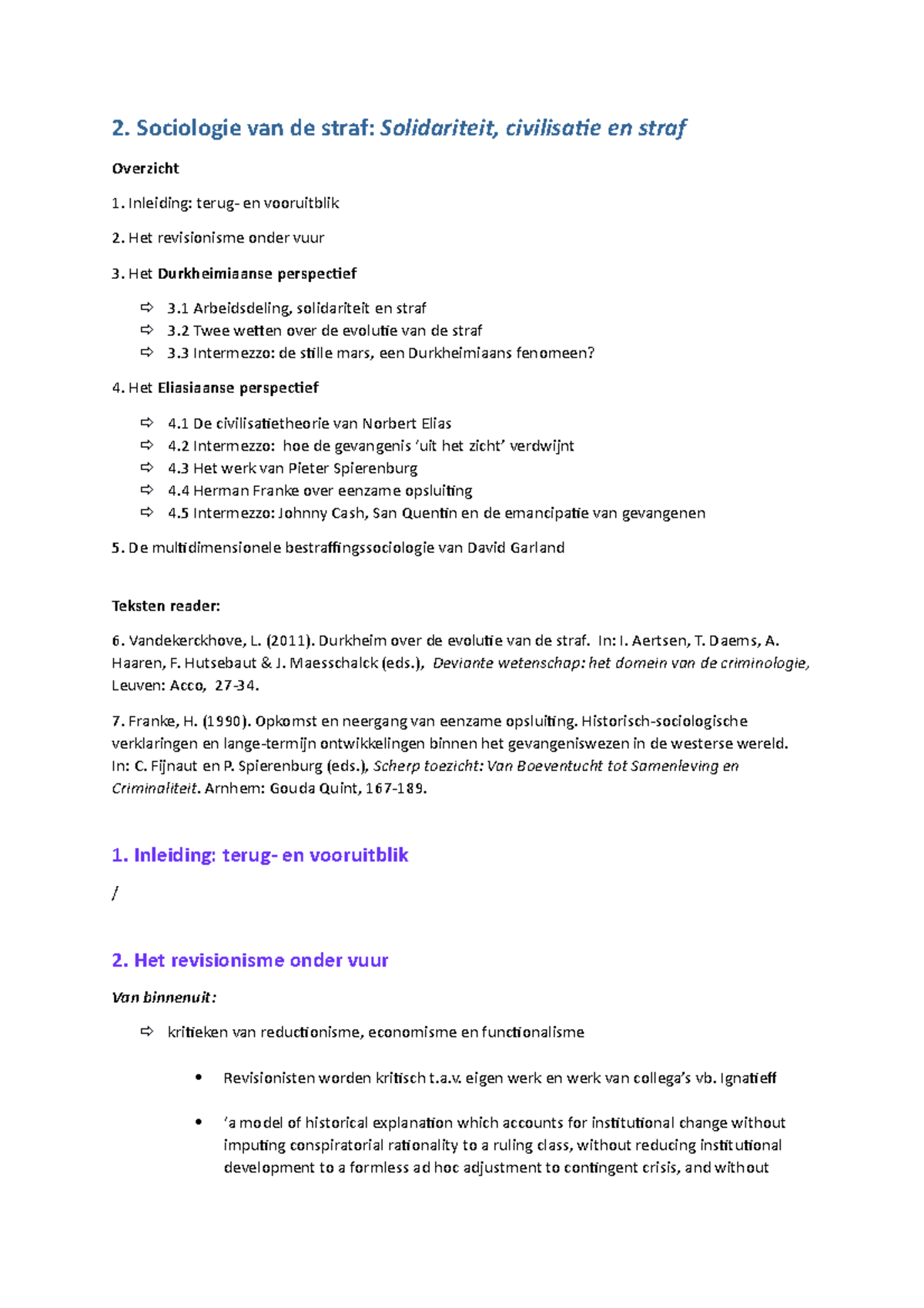 Penologie Sociologie Solidariteit - 2. Sociologie van de straf ...