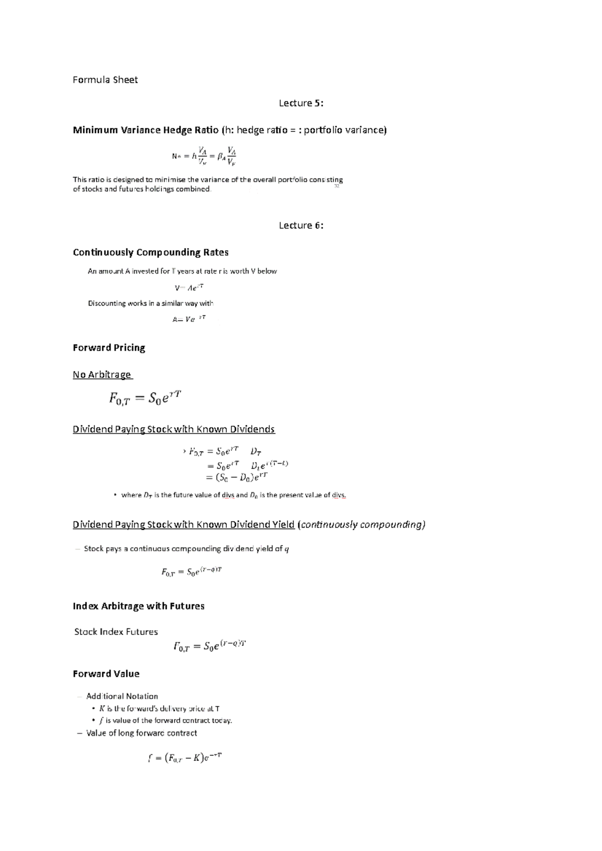 EFB344 Final Exam Formula Sheet Formula Sheet Lecture 5 Minimum efb344-final-exam-formula-sheet-formula-sheet-lecture-5-minimum