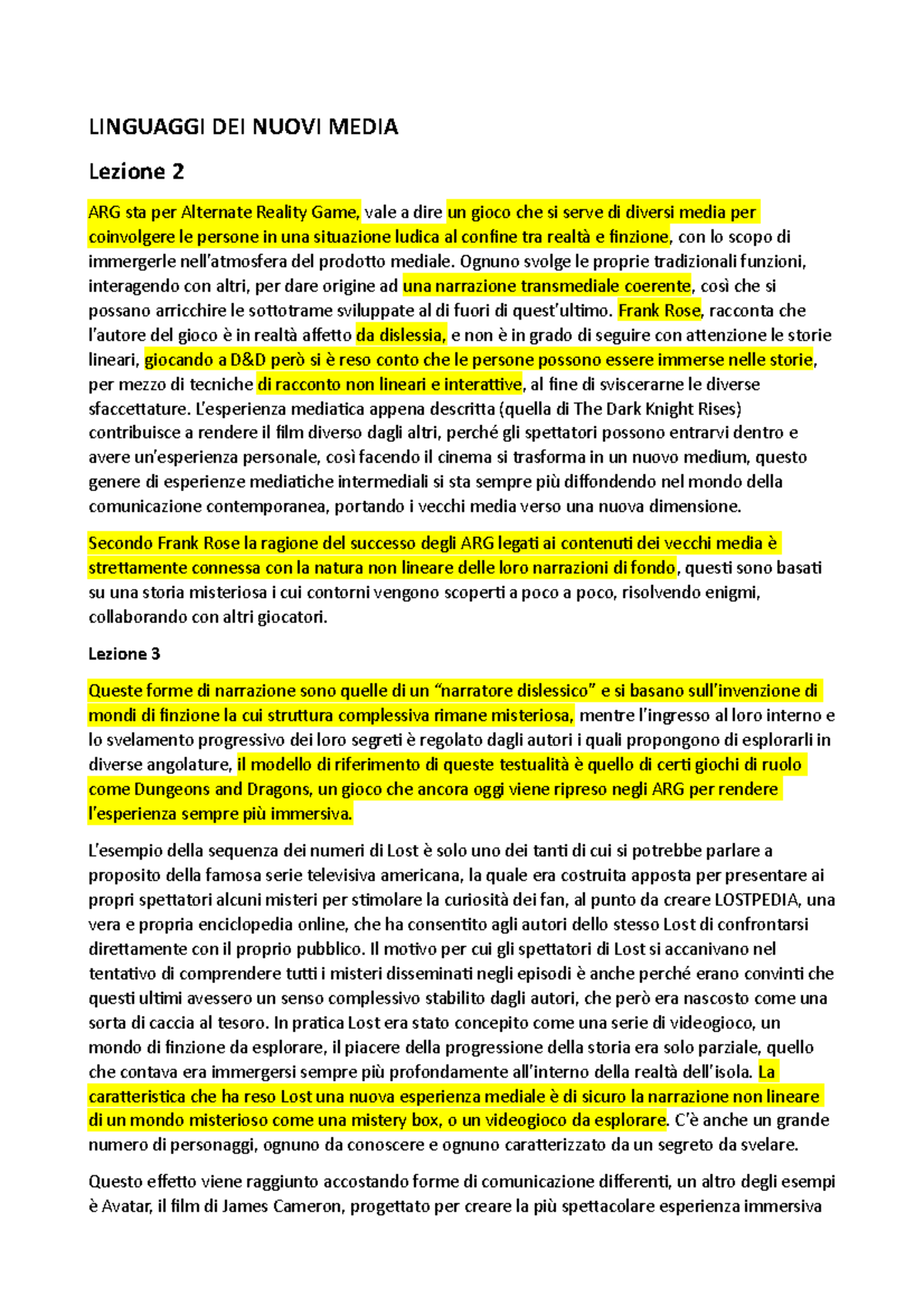 Linguaggi DEI Nuovi Media - LINGUAGGI DEI NUOVI MEDIA Lezione 2 ARG sta ...