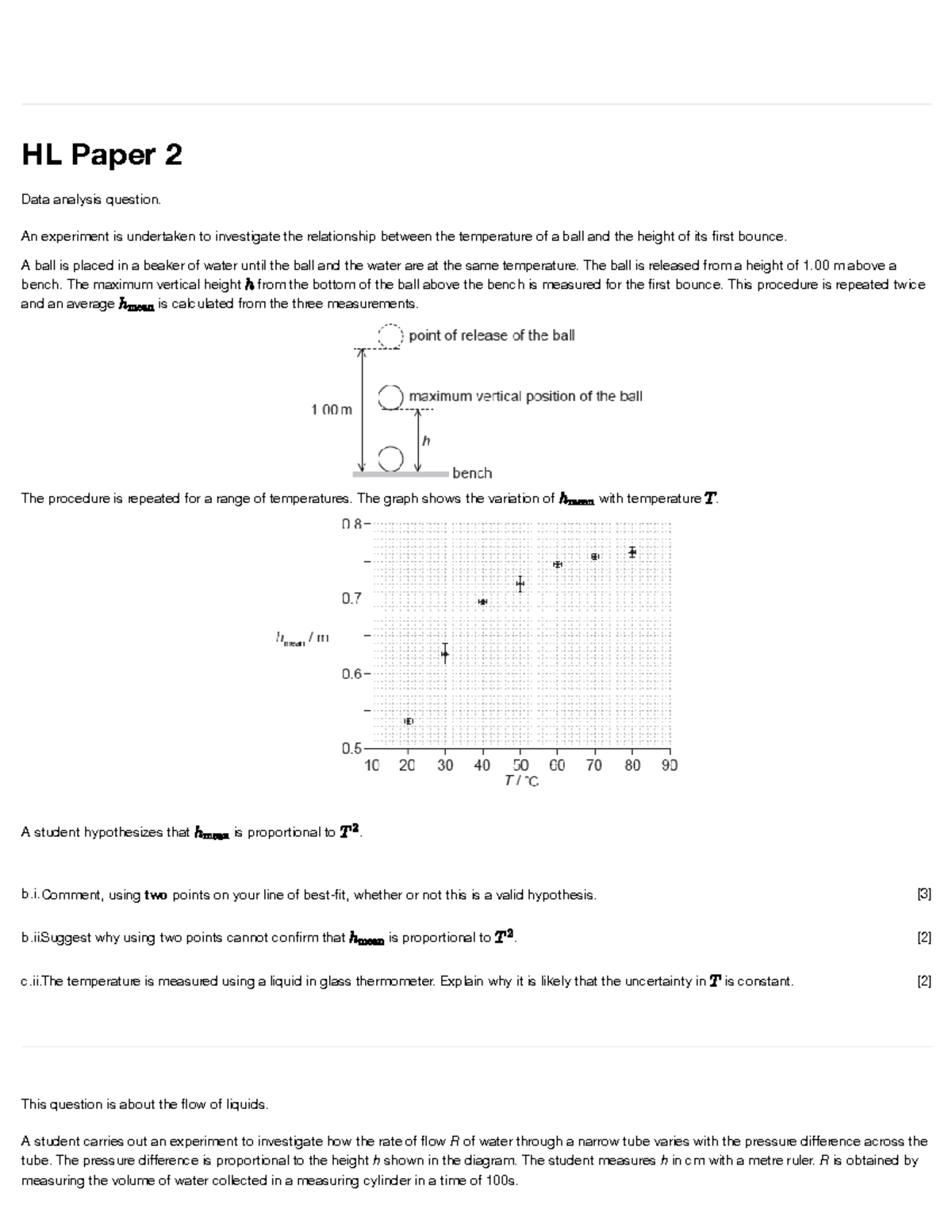 HL-paper 2 - PAPER 2 - HL Paper 2 Data analysis question. An experiment ...